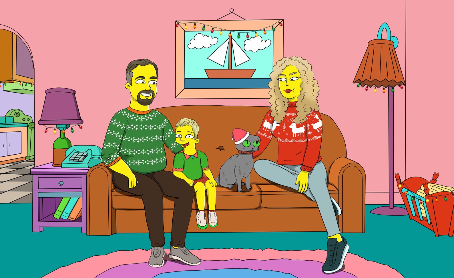 Simpsons Portrait, Cartoon Portrait, Simpsonized, Simpsonize Me, Simpsons Couch, Custom Simpsons ...