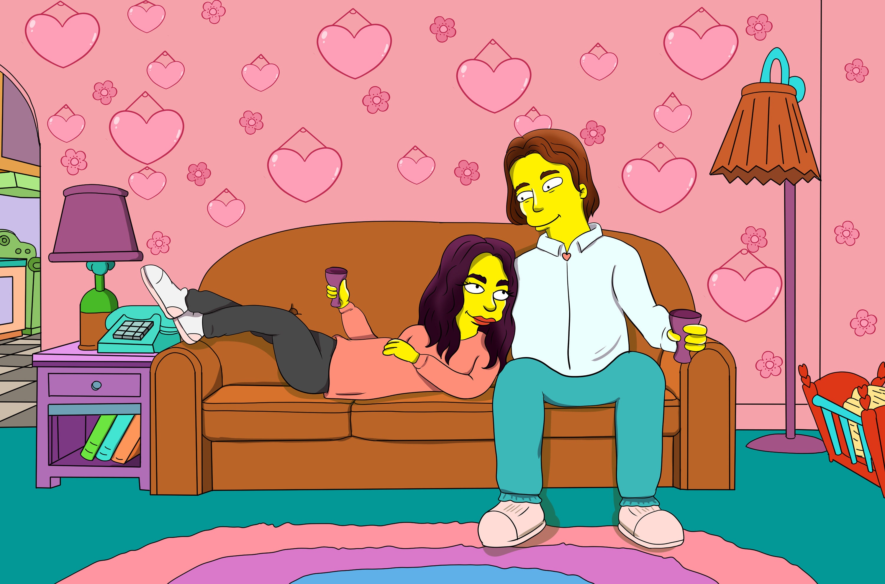 Simpsons Portrait in Living Room, Custom Simpson Family Portrait, Turn ...