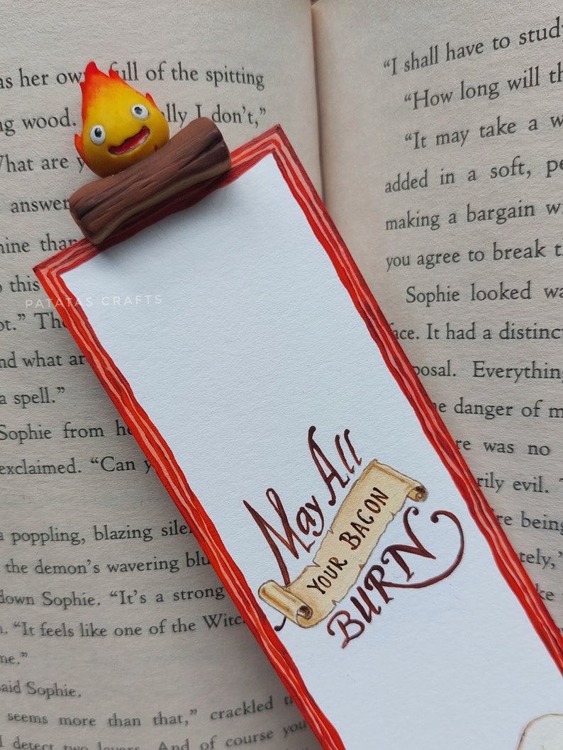 Bookmark Calcifer on a Log Decorative Bookmark Howl's - Etsy