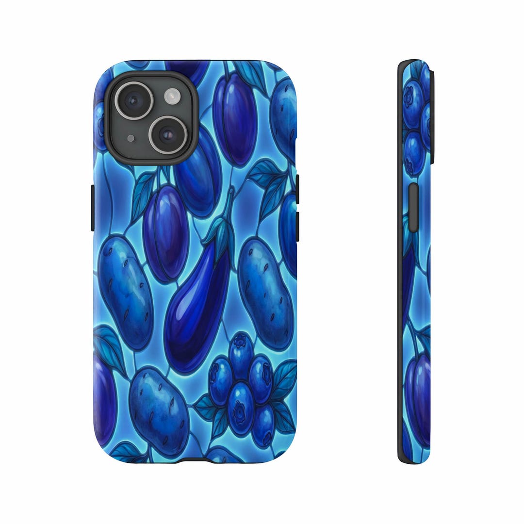 Blue Fruit Pattern Phone Case, Modern Art Design - Etsy