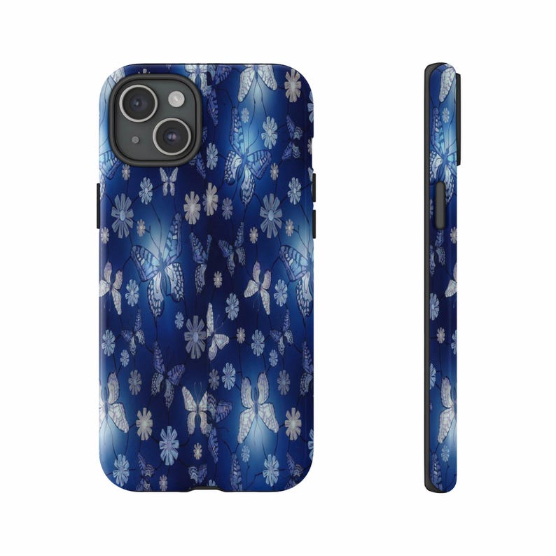 Blue Butterfly Floral Pattern Phone Case, Nature Lover Gift - Etsy