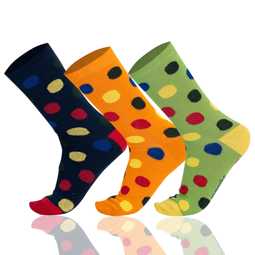 Mysocks Kids 3 Pairs Multi Color Polka Dot Pattern Socks, Fun Design ...