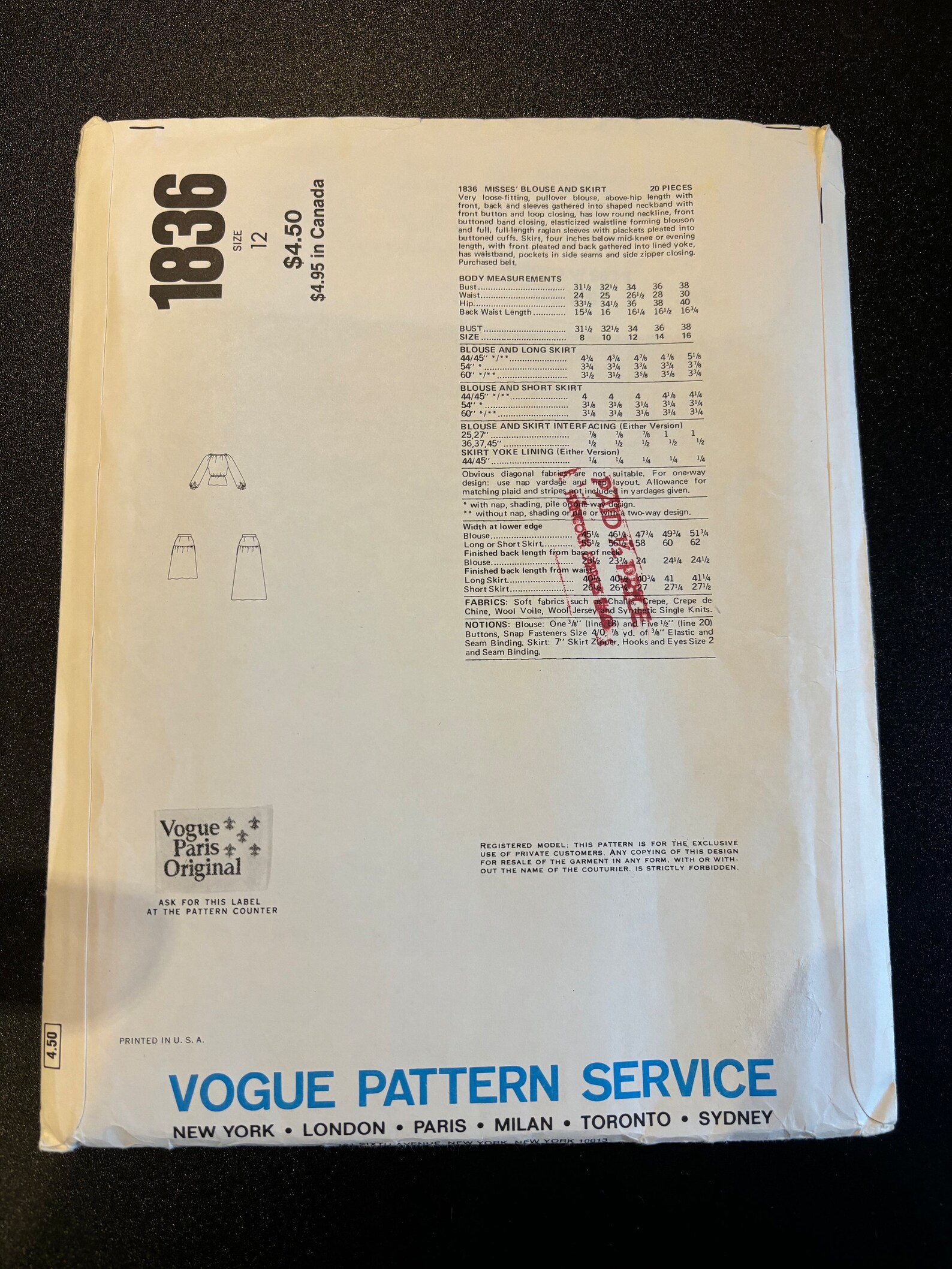 2338 1101 1917 1836 Vogue Paris Original Sewing Pattern - Etsy