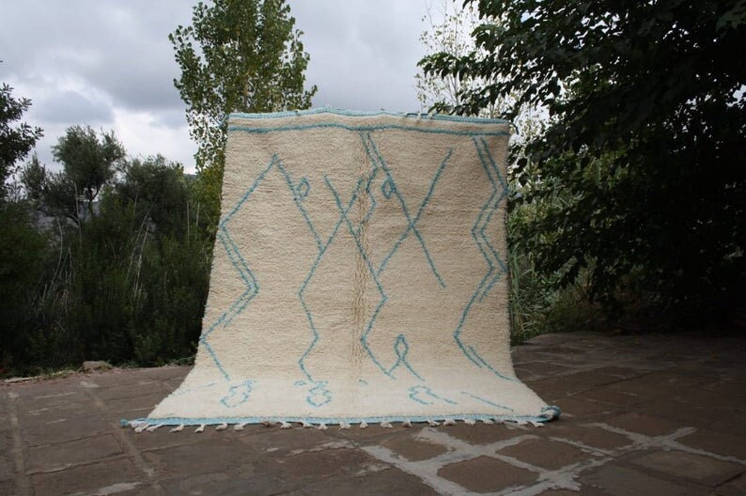 Blue Berber Handmade Moroccan 8x10 Rugs, Large Area Berber Rugs, Rugs ...