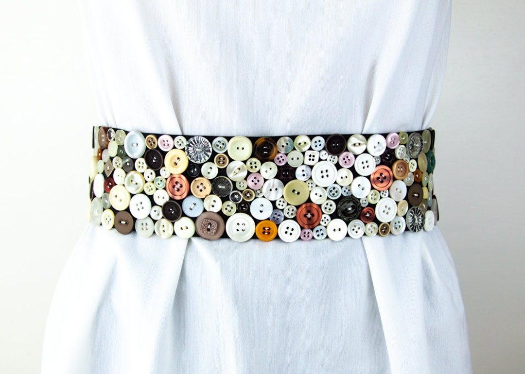 Wide Belt Vintage and New Buttons Mother-of-pearl Buttons Artisan Boho ...