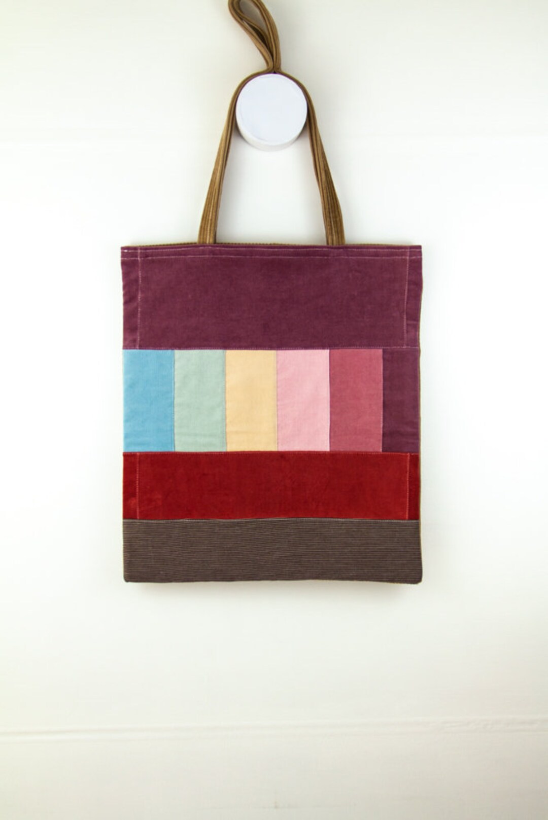 Tote Bag Patchwork Corduroy Fabric Velvet Cloth Bag Shopper Artisan ...
