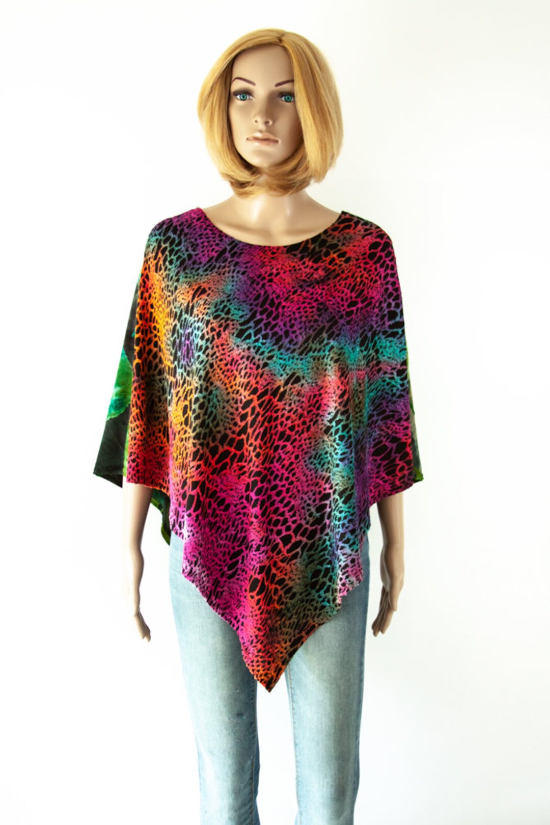 Reversible Poncho Jersey Fabric Jacquard Jersey Poncho Rave Camouflage ...