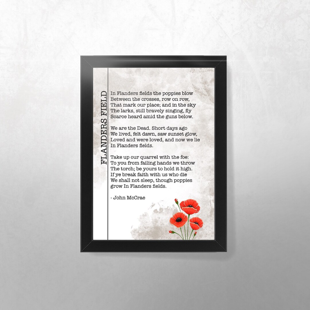 Poppy Day Poem A4 A3 A2 Print / Poster Flanders Fields - Etsy UK