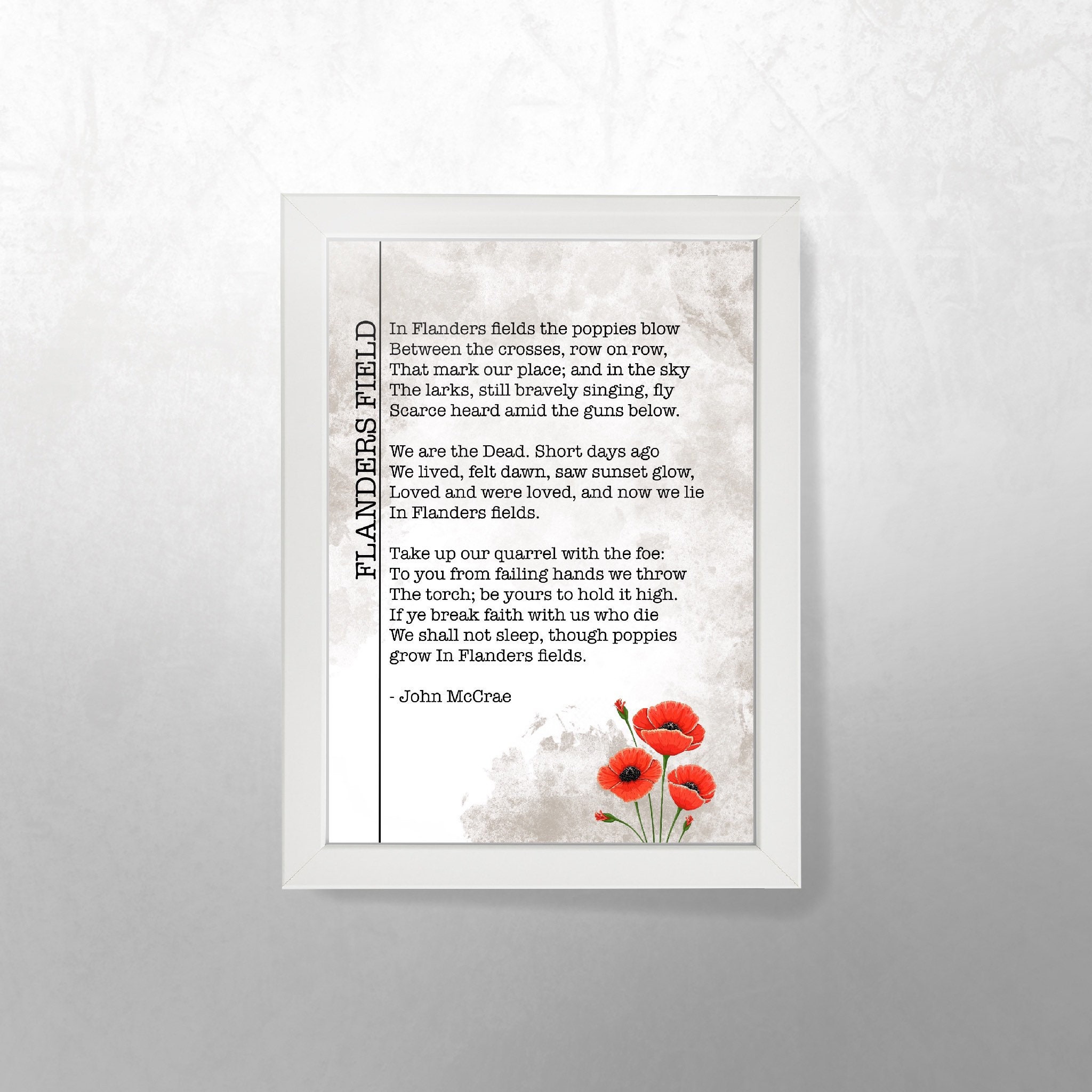 Poppy Day Poem A4 A3 A2 Print / Poster Flanders Fields | Etsy UK