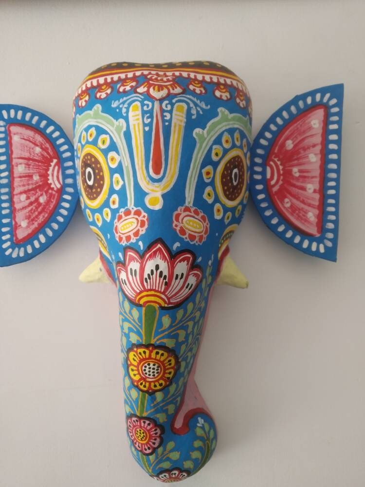 Ganesha Paper Mache Mask Handmade Wall Hanging Size: 12 X 11 Inches, 31 ...