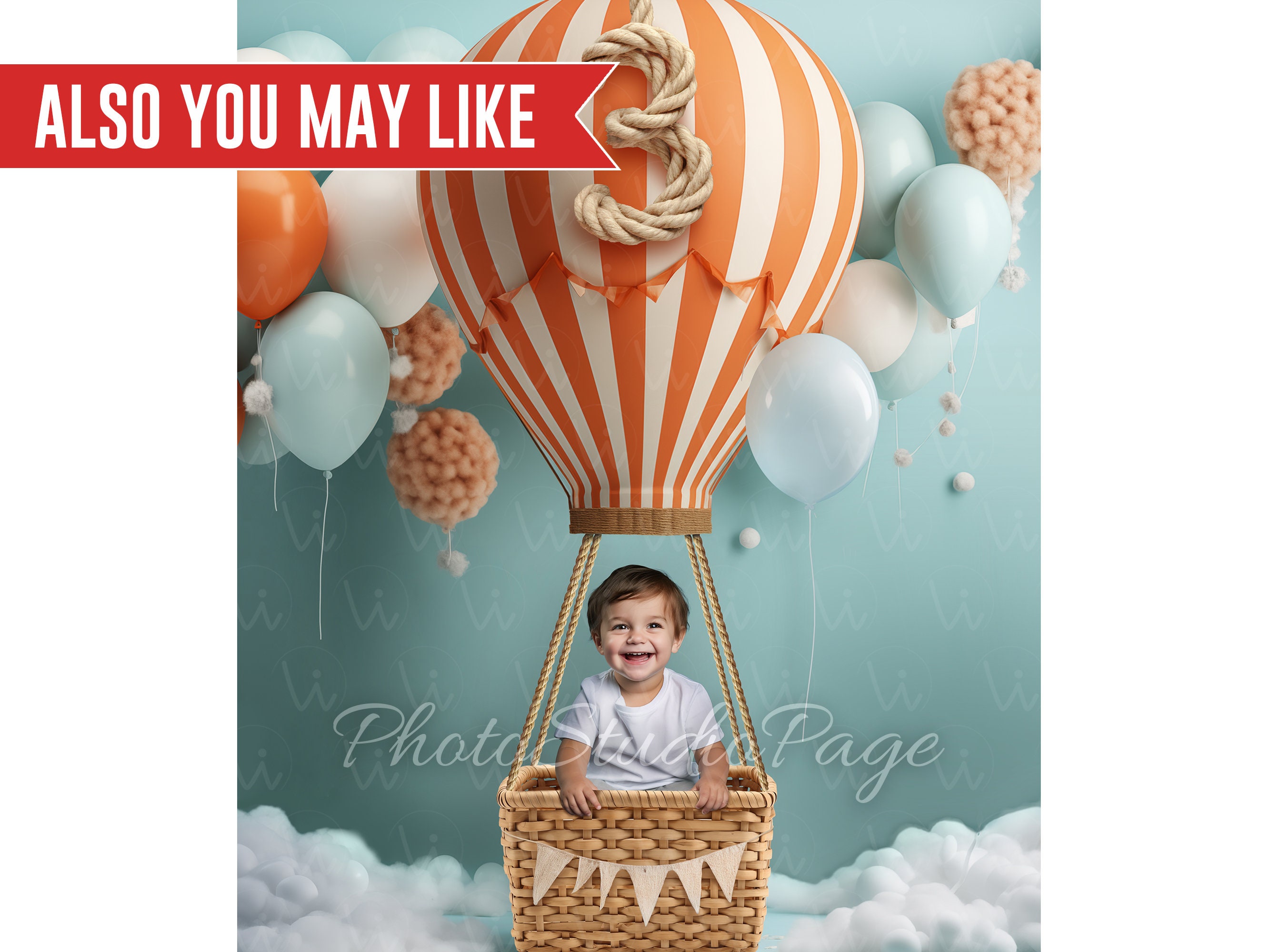 Digital 3rd Third Birthday Backdrop Background for Baby Boy With Big ...