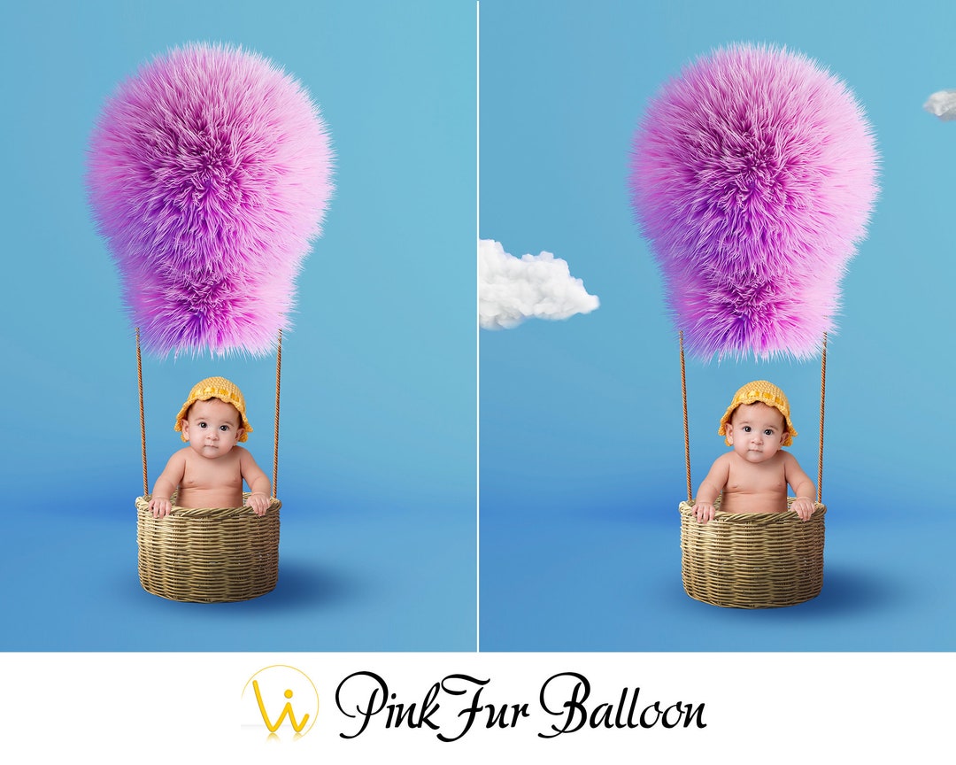 Digital Baby Girl Backdrop Background With Fur Balloon Sitting in Air ...