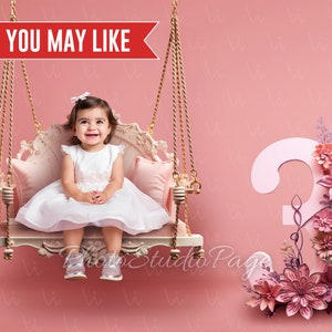 Digital Third Birthday Three 3 Backdrop Background for Baby Girl ...