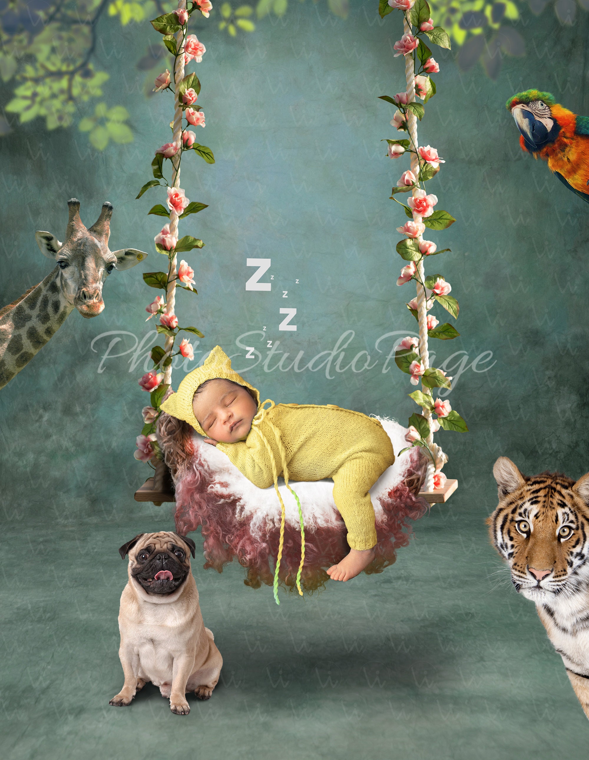 Newborn Digital Backdrop | Photography Background With Animals and ...