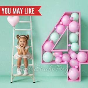 Digital 4th Fourth Birthday Four Backdrop Photography for Baby Girl ...