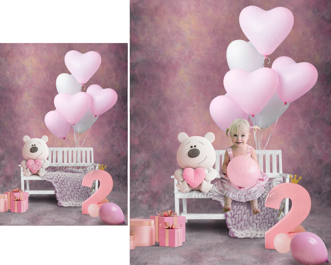 Digital Second Birthday Baby Backdrop, Girl on the Chair Background ...