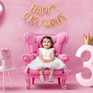 Digital 3 Three Year Third Birthday Backdrop, Birthday Three Background ...