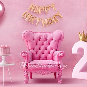 Digital 2 Two Year Second Birthday Backdrop, Second Birthday Baby Girl ...