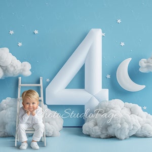 Digital 4th Fourth Birthday Four Backdrop Background 4 Years Old ...