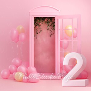 Digital 2 Two Year Second Birthday Backdrop, Second Birthday Baby Girl ...
