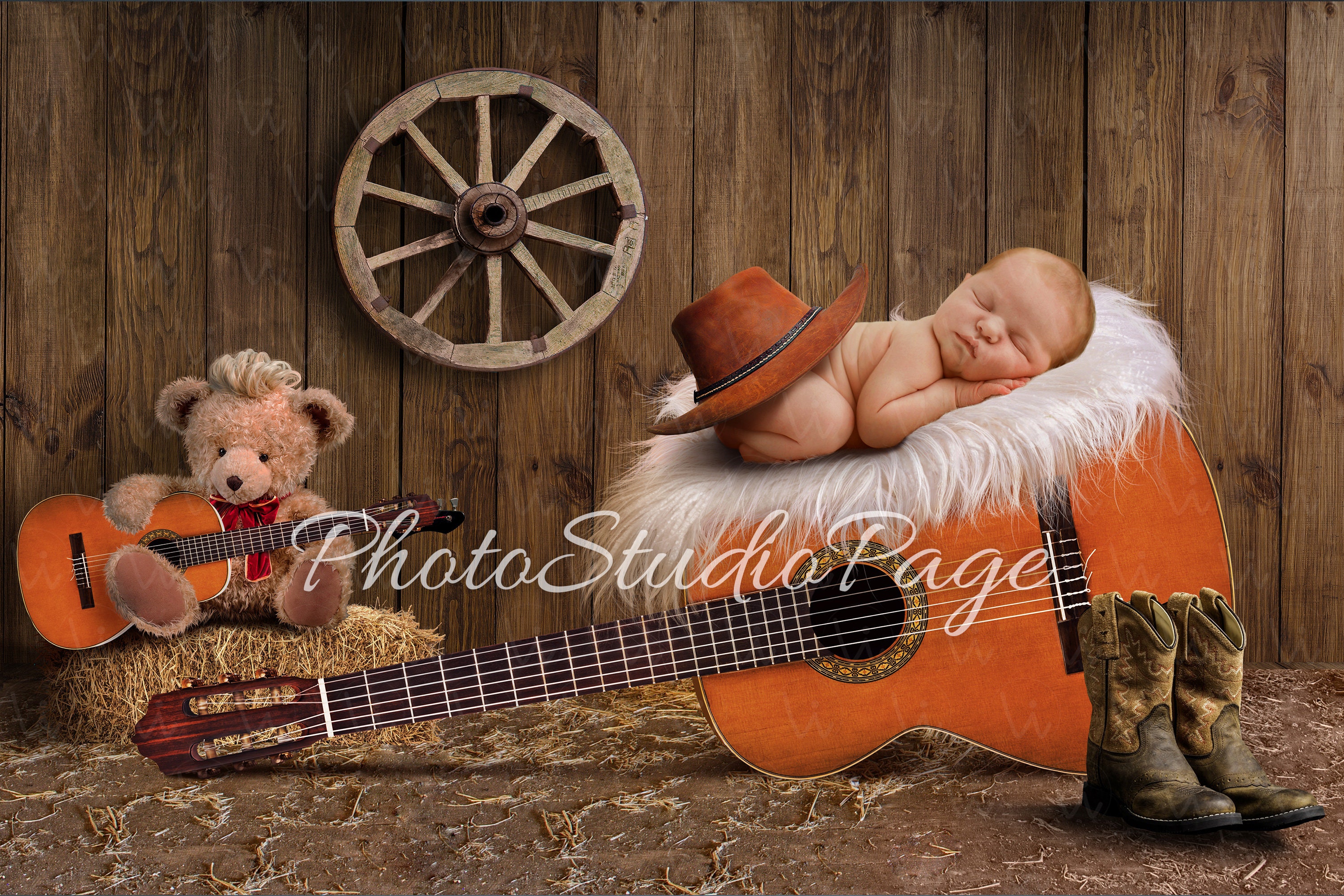 Cowgirl Newborn Digital Backdrop / Background With Country Music Theme ...