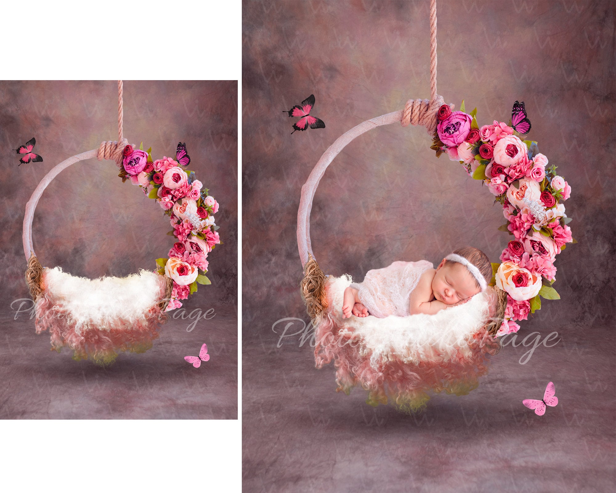 Newborn Digital Backdrop, Digital Newborn Floral Background, Baby ...