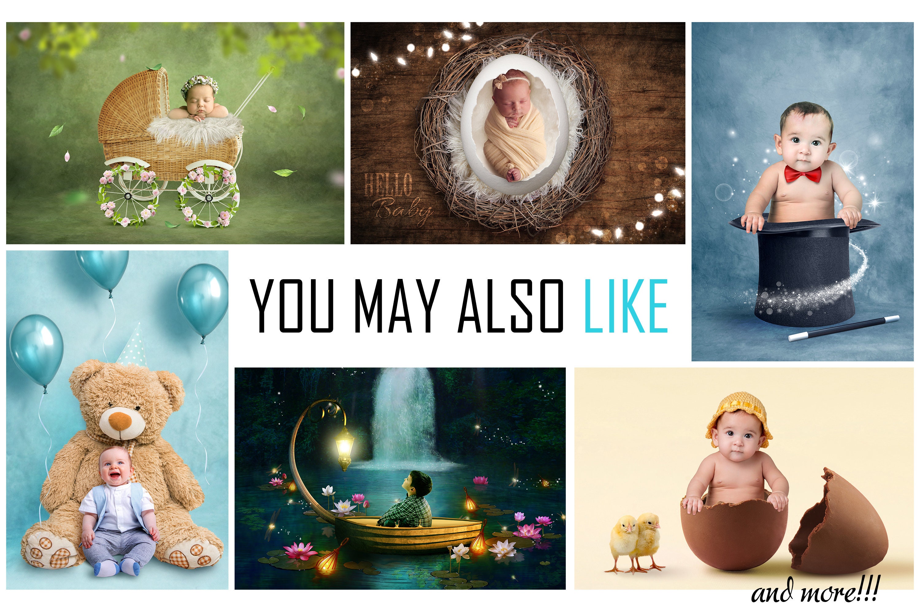 Digital Newborn Photography Backdrop Background With Sleeping Baby Girl ...