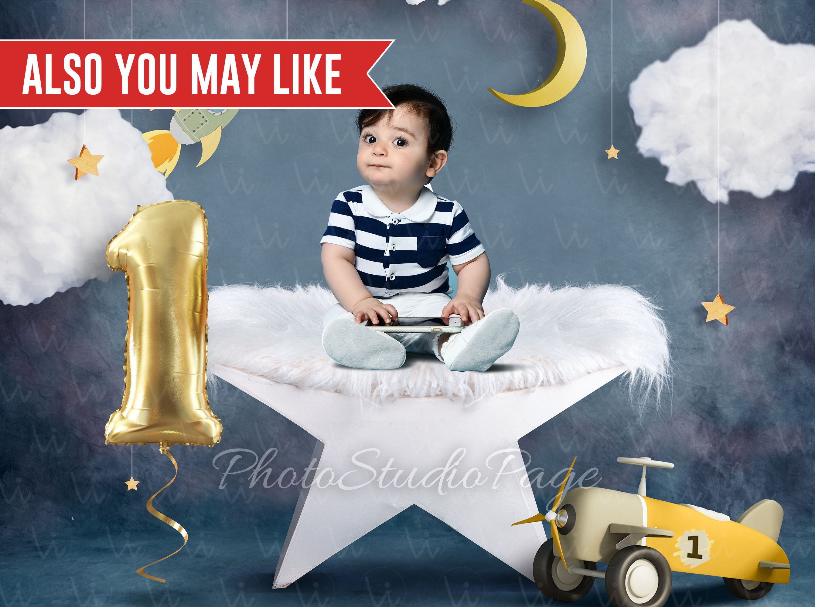 Digital 3rd Third Birthday Backdrop Background for Baby Boy With Big ...