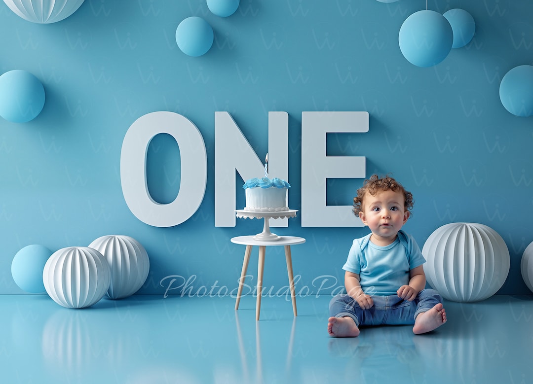 Digital First Birthday Backdrop Background Birthday One for Baby Boy ...