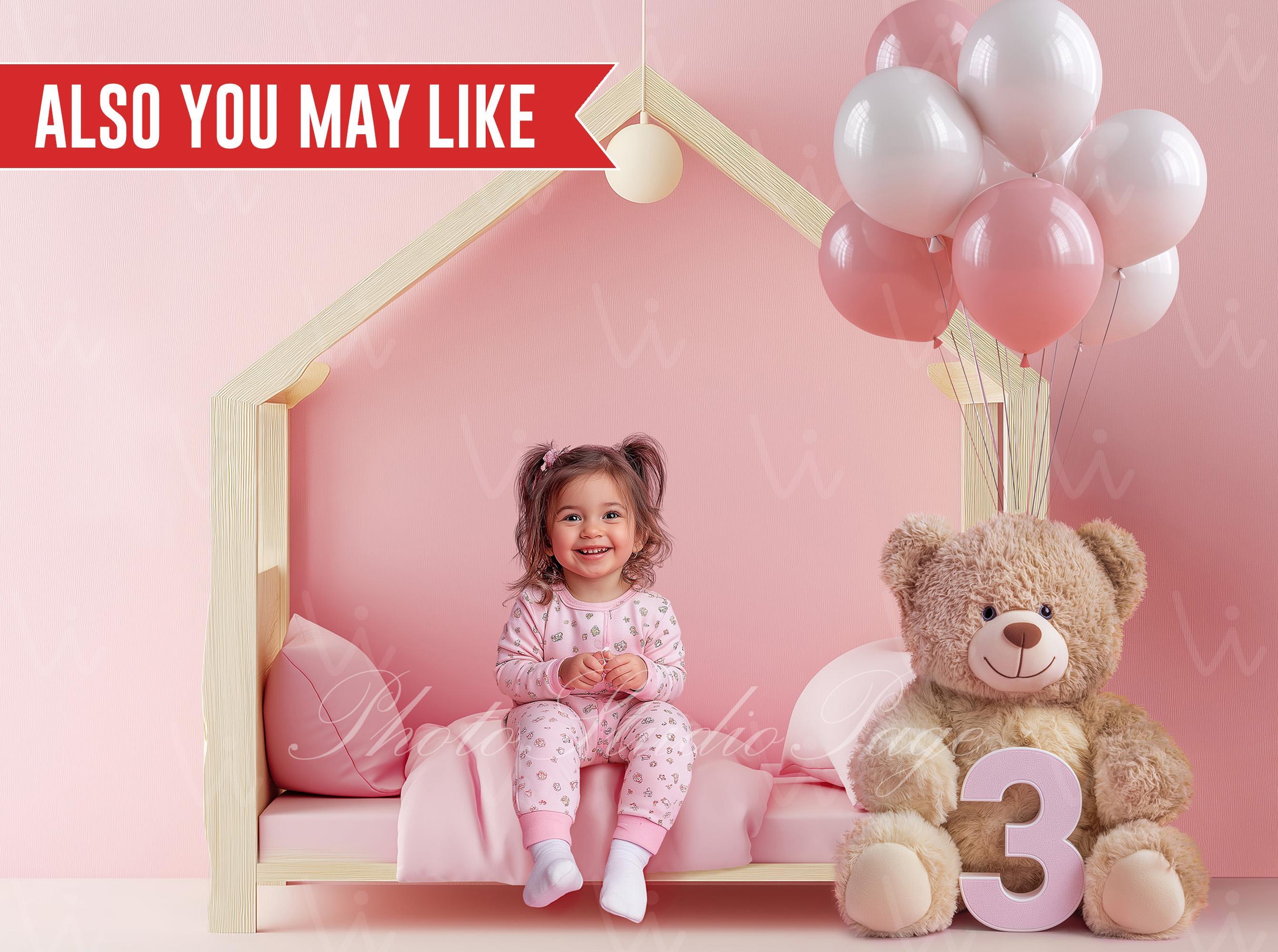 Digital Third 3rd Birthday Backdrop Three 3 Little Girl Birthday Pink ...
