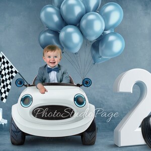Digital Baby Boy Birthday Backdrop, 2nd Year Second Birthday Two ...