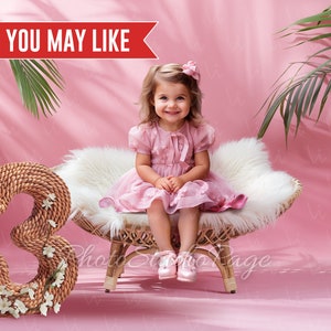 Digital Third Birthday Three 3 Backdrop Background for Baby Girl ...