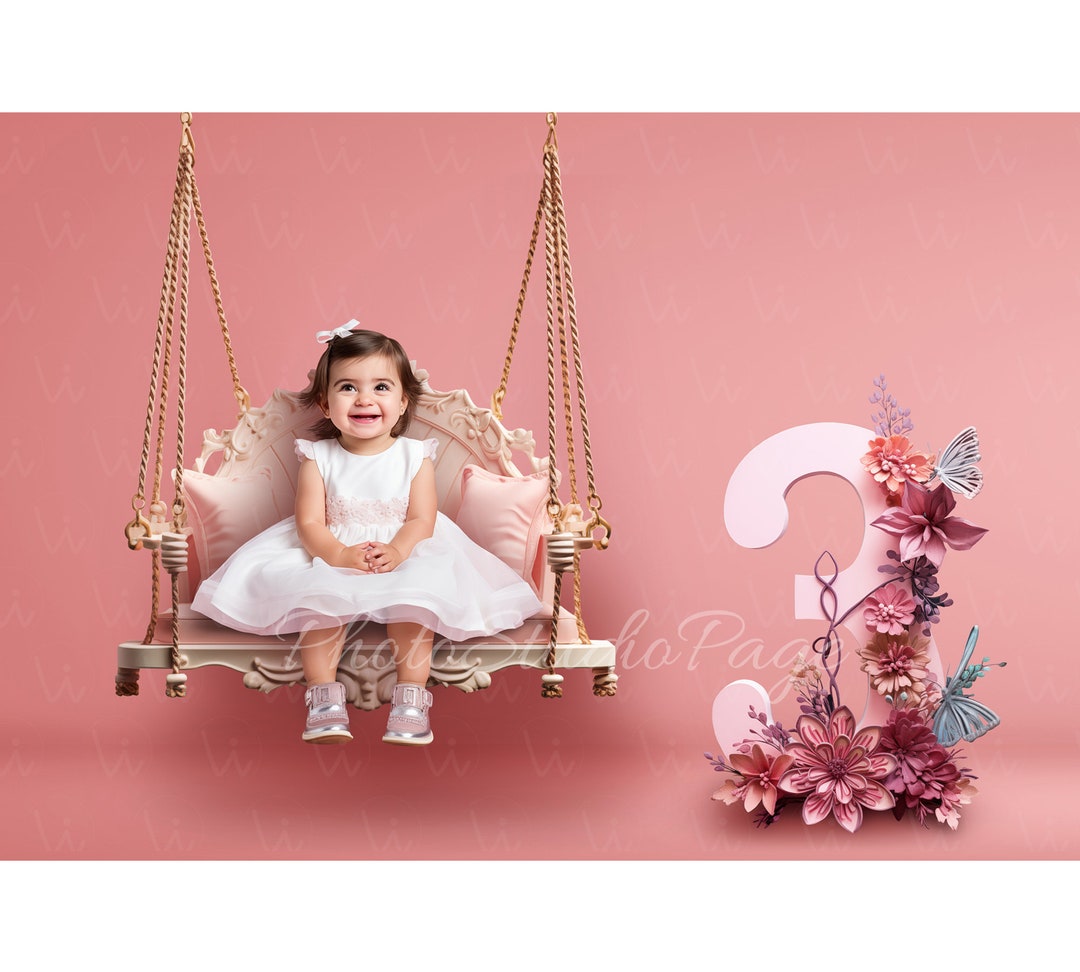 Digital 3 Three Year Third Birthday Backdrop, Birthday Three Background ...