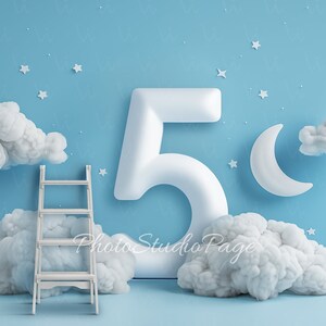 Digital Fifth 5th Birthday Backdrop Background Five Years Old Birthday ...