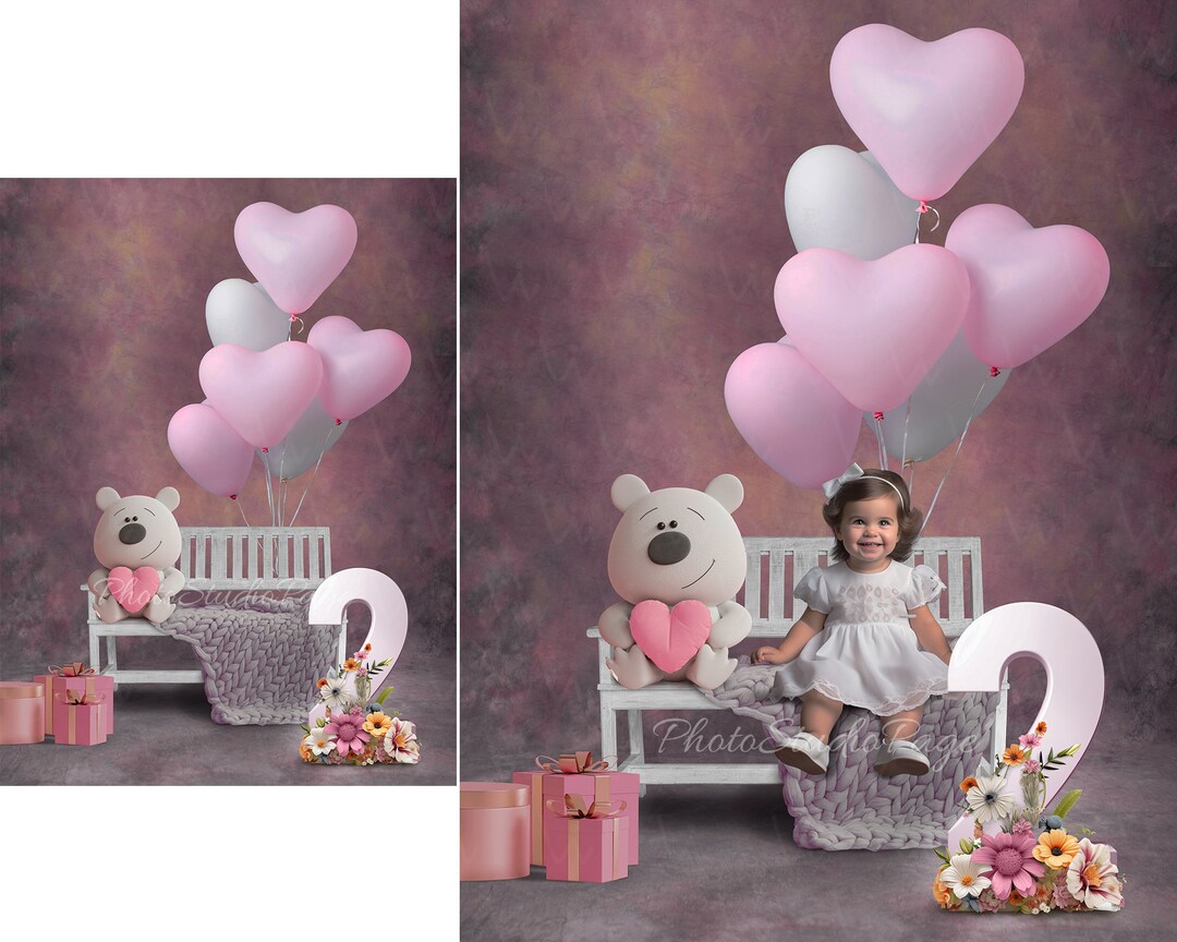 Digital Second 2 Two Year Birthday Backdrop, Baby Girl Digital Backdrop ...