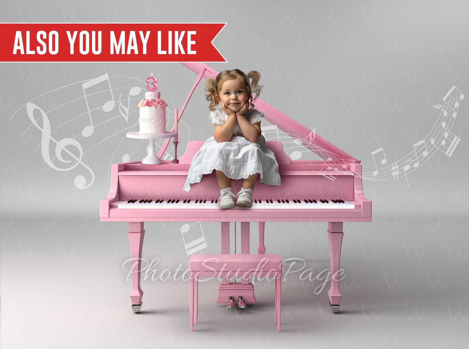 Digital Third 3rd Birthday Backdrop Three 3 Little Girl Birthday Pink ...