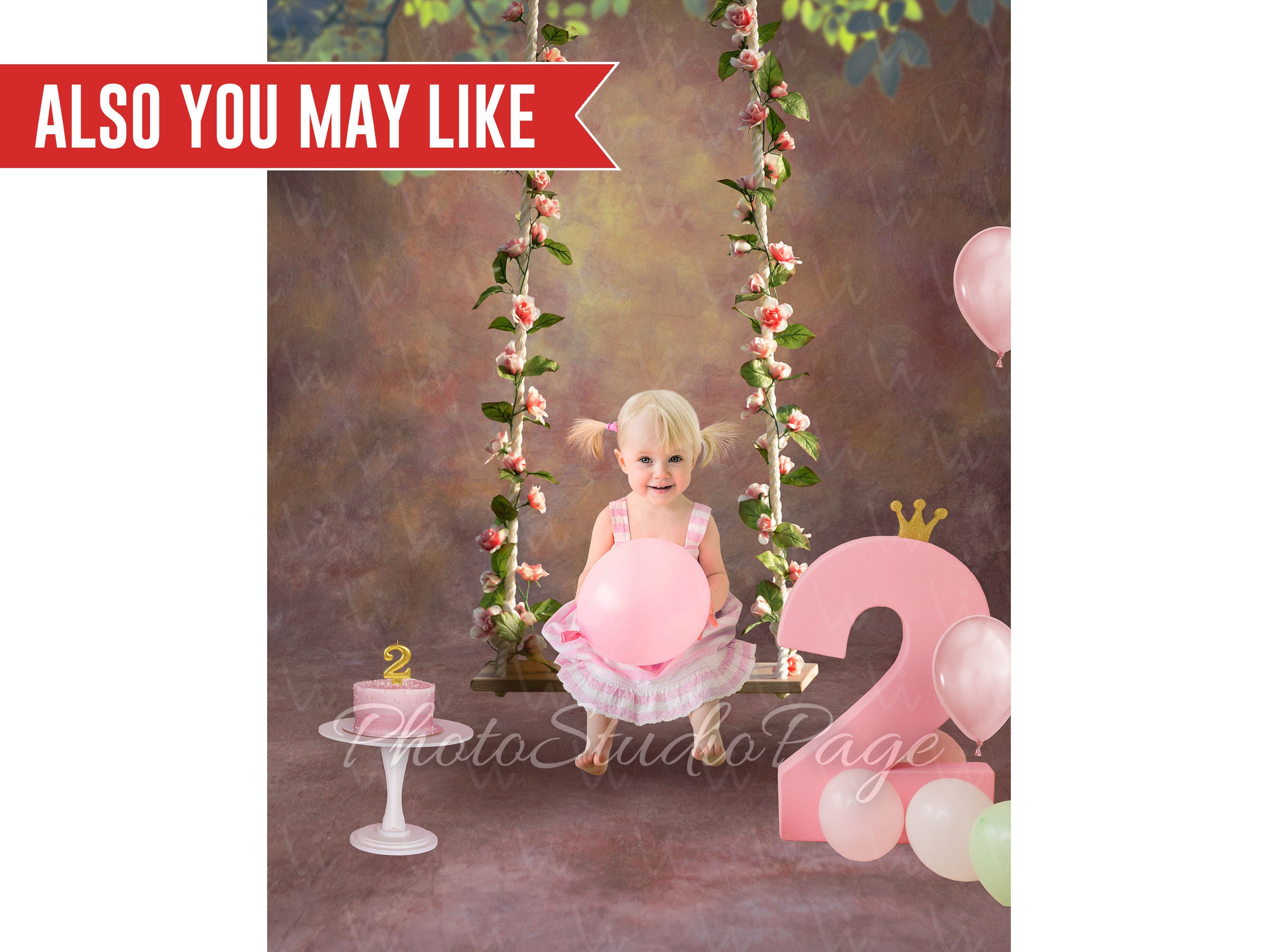 Digital Third 3 Year Birthday Backdrop, Baby Girl Birthday Background ...