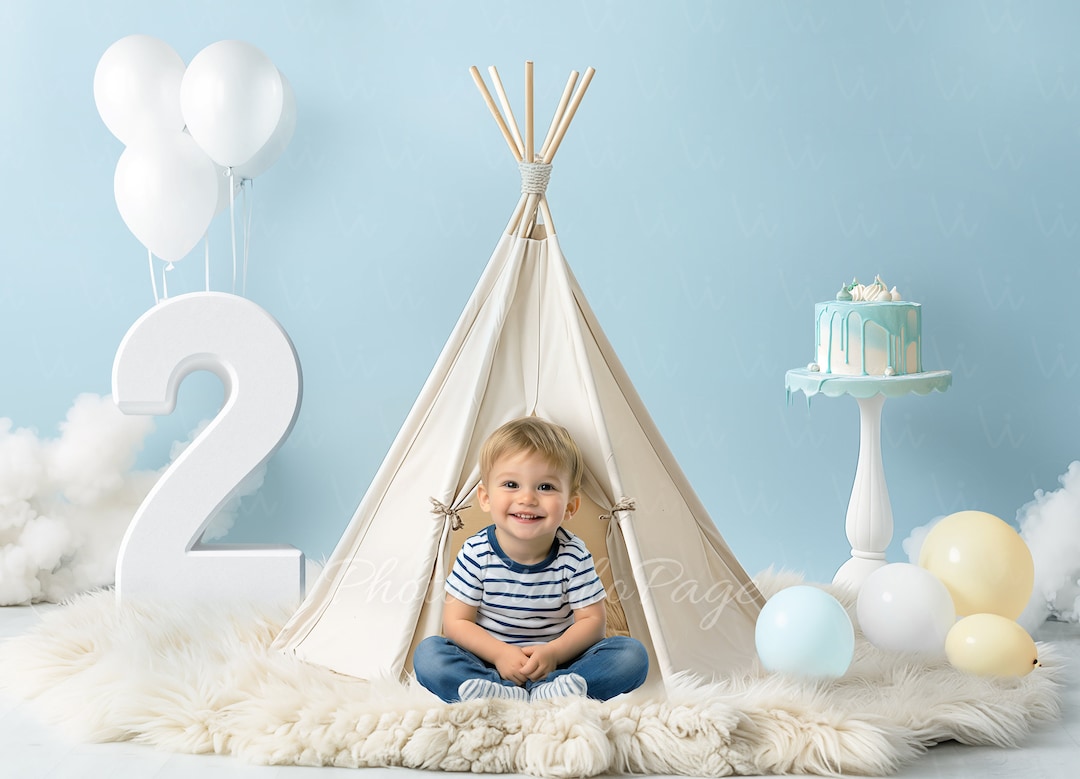Digital Second Birthday Backdrop Background Two Year Birthday ...