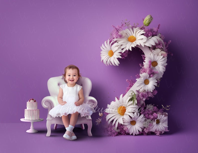 Digital Birthday Backdrop 2nd Birthday Background Two Years Old ...