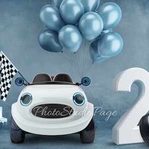 Digital Baby Boy Birthday Backdrop, 2nd Year Second Birthday Two ...