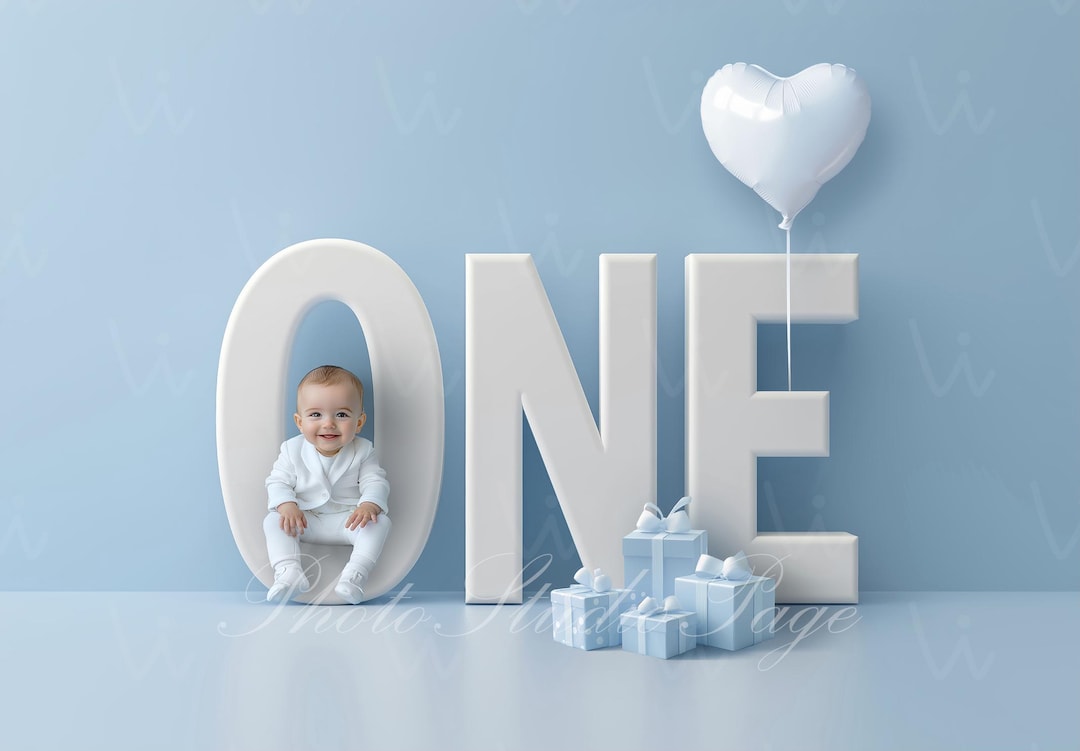 Digital First 1st Birthday Backdrop Background One Year Birthday ...