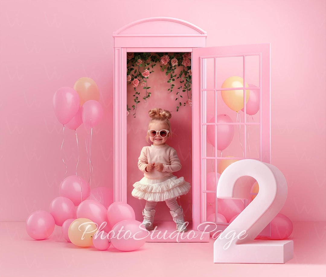 Digital 2 Two Year Second Birthday Backdrop, Second Birthday Baby Girl ...