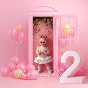 Digital 2 Two Year Second Birthday Backdrop, Second Birthday Baby Girl ...