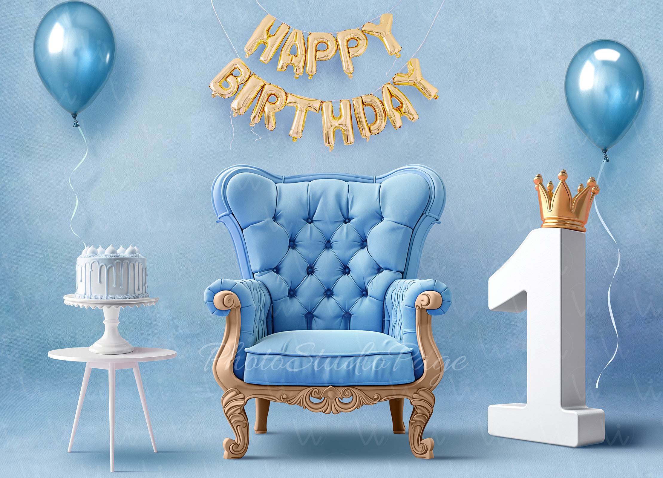 Digital First Birthday Backdrop Background One Year Birthday Background ...