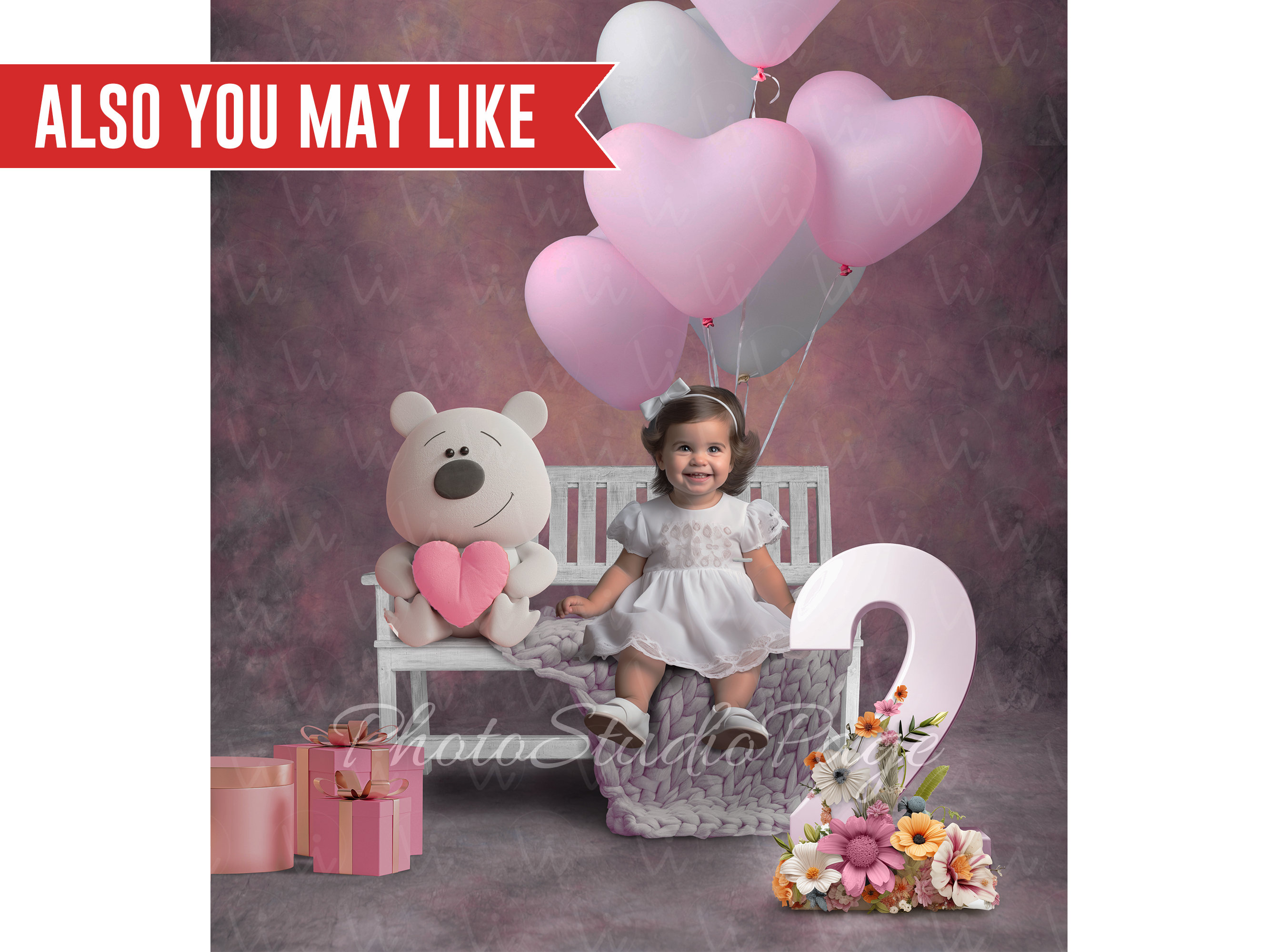 Digital 3 Three Year Third Birthday Backdrop, Baby Girl Digital ...