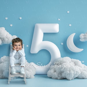 Digital Fifth 5th Birthday Backdrop Background Five Years Old Birthday ...