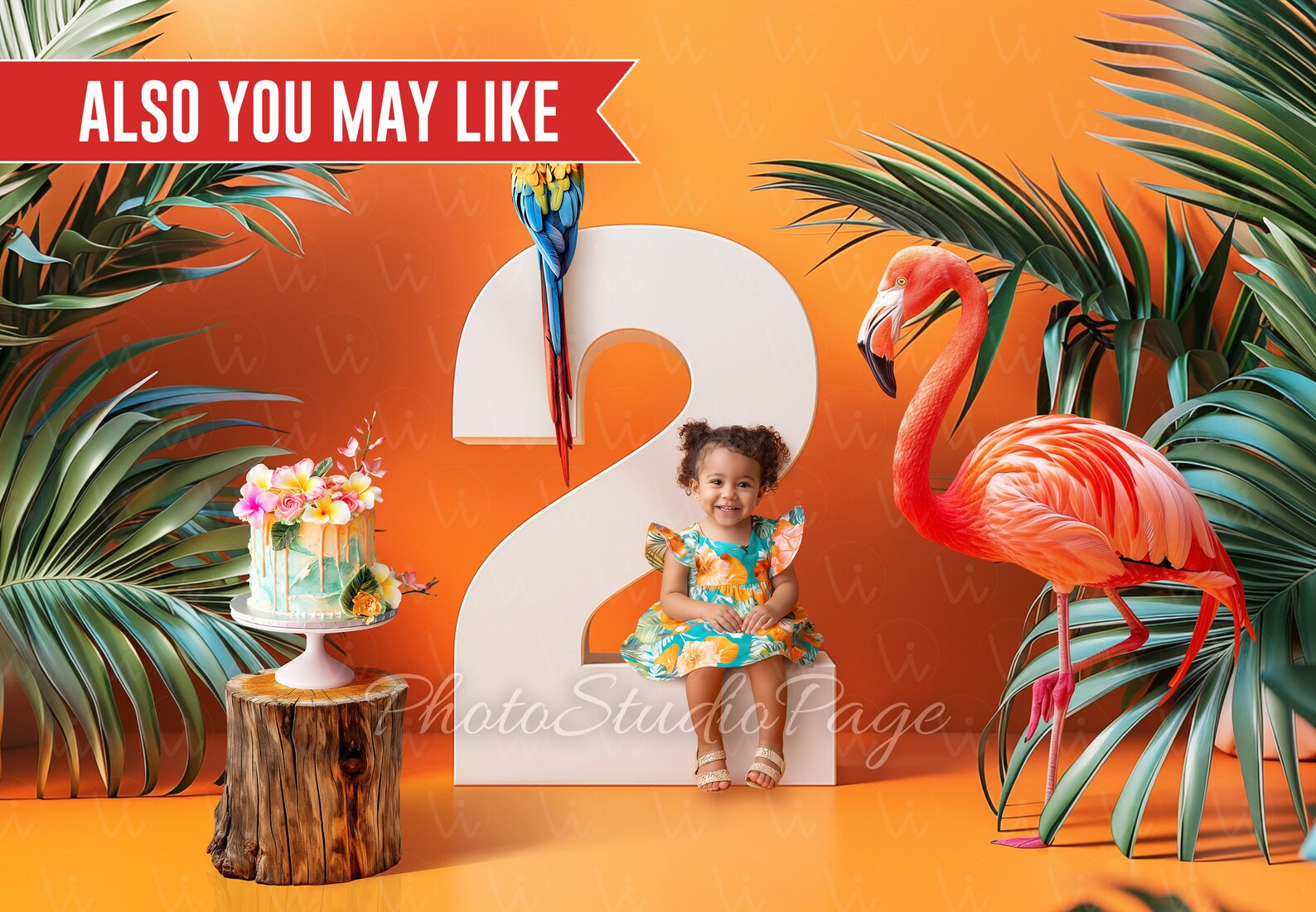 Digital Second Birthday Backdrop Background Two Year Birthday ...