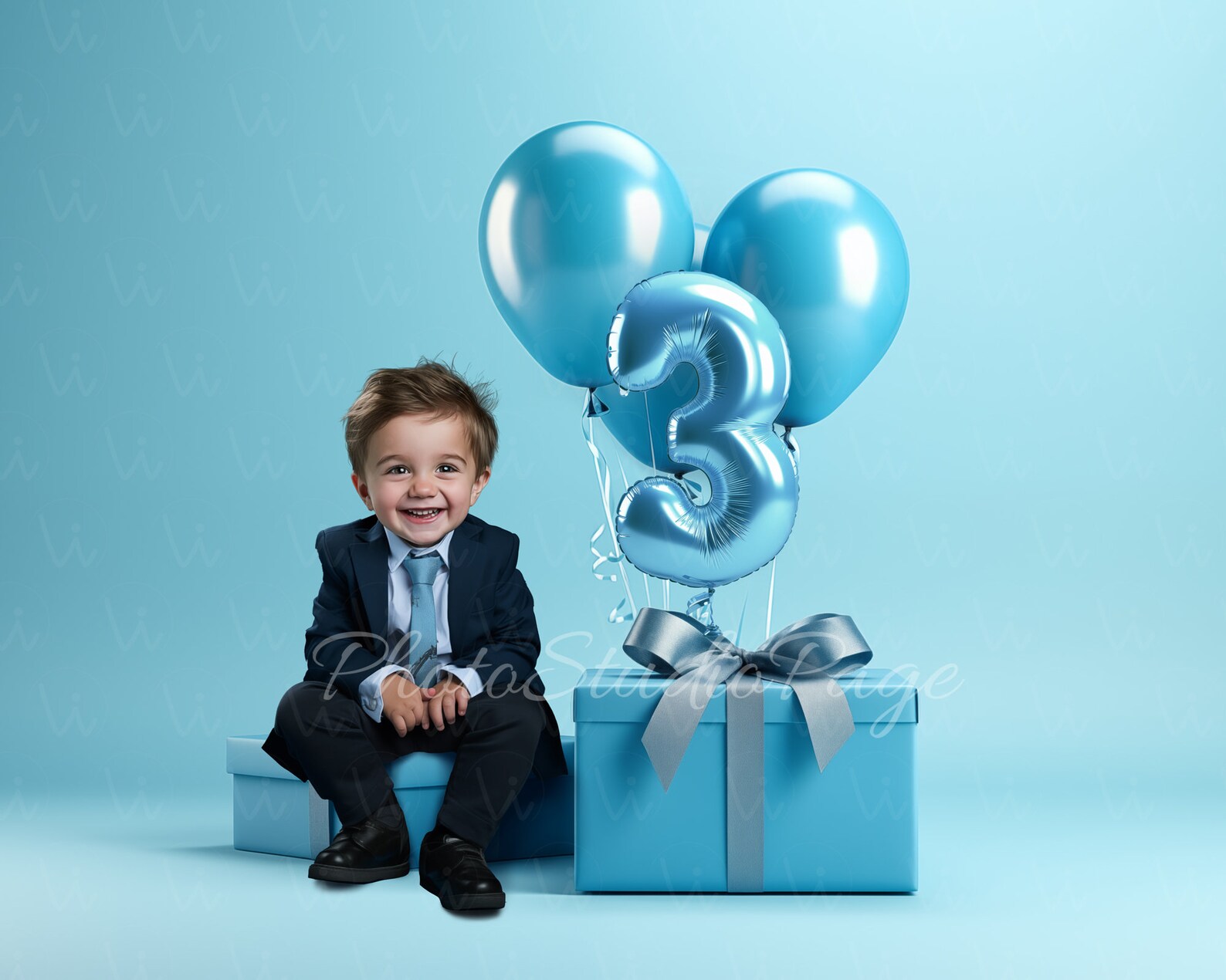 Digital 3 Years Third Birthday Backdrop, Boy Birthday Background, Gift ...