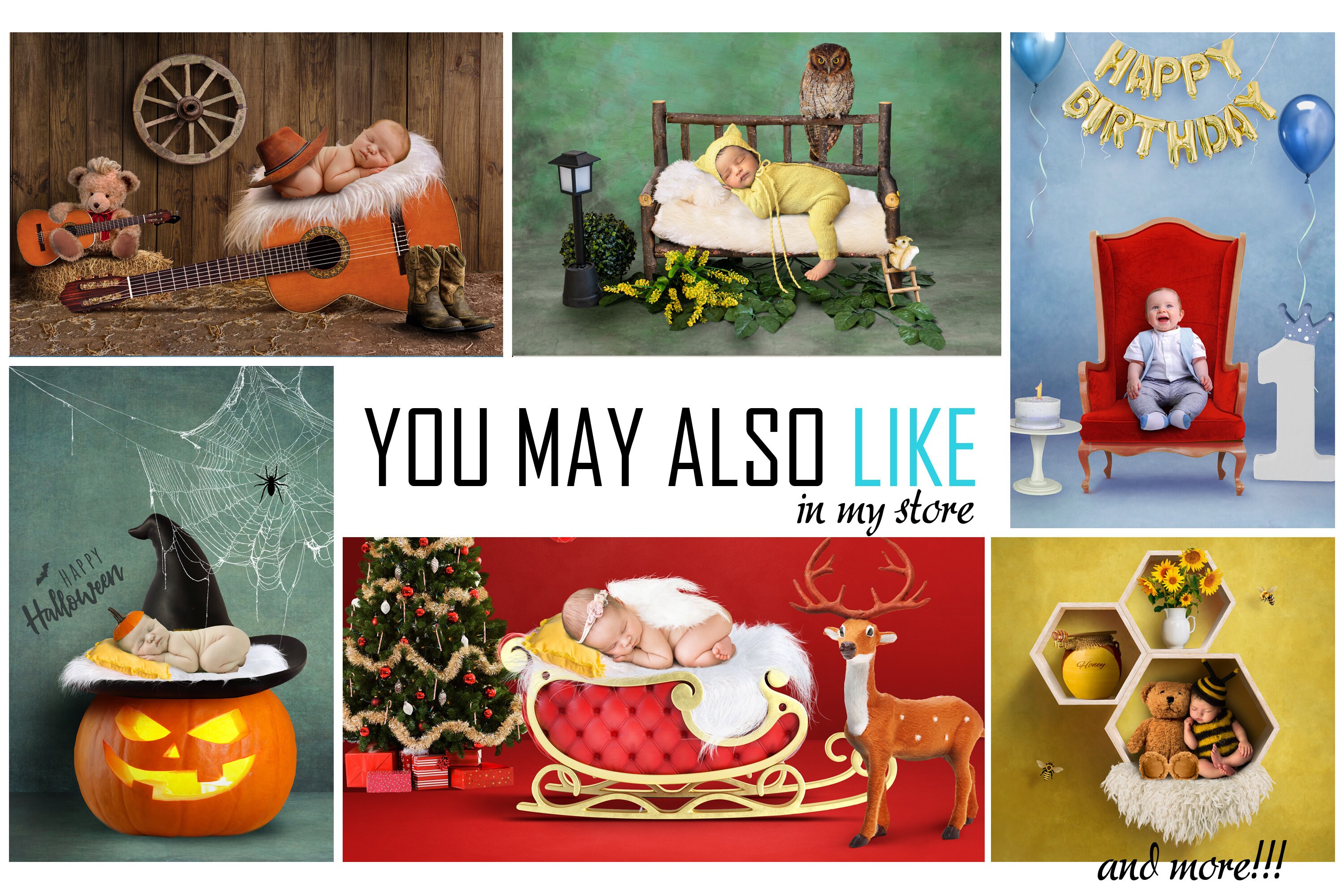 Newborn Digital Backdrop Photography Background With Animals - Etsy