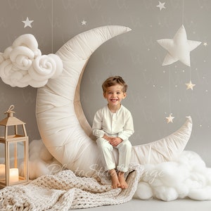 Digital Backdrop Baby Gray Background Photography Moon Backdrop, Boy ...
